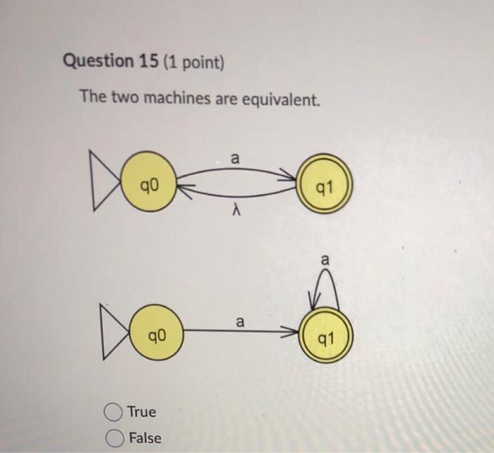Solved The two machines are equivalent. True False | Chegg.com