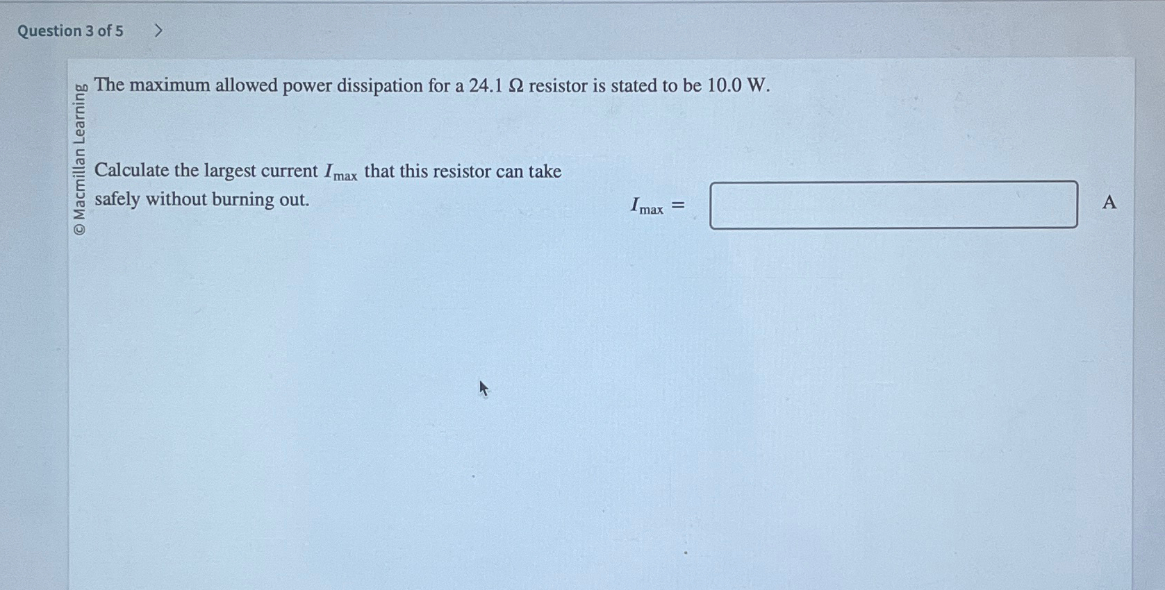 Solved Question 3 ﻿of 5The maximum allowed power dissipation | Chegg.com
