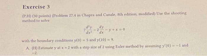 Solved (P,H) (30 points) (Problem 27.4 in Chapra and Canale, | Chegg.com
