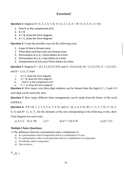 Solved Exercises 1 Question 1: for the following sample | Chegg.com