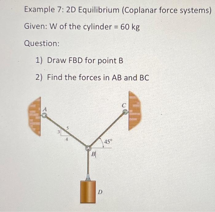 Solved Example 7: 2D Equilibrium (Coplanar force systems) | Chegg.com