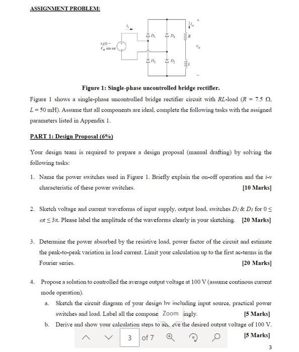 Solved ASSIGNMIENT PROBLEM: Figure 1: Single-phase | Chegg.com