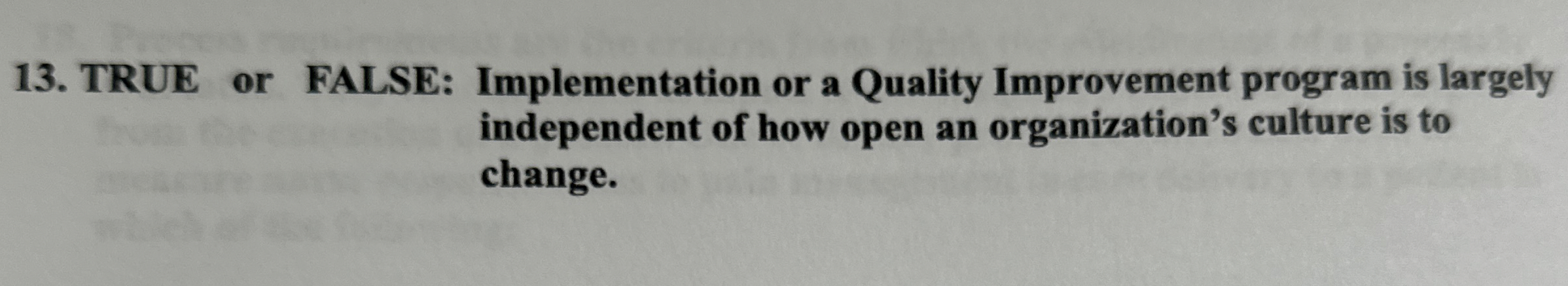 Solved TRUE or FALSE: Implementation or a Quality | Chegg.com