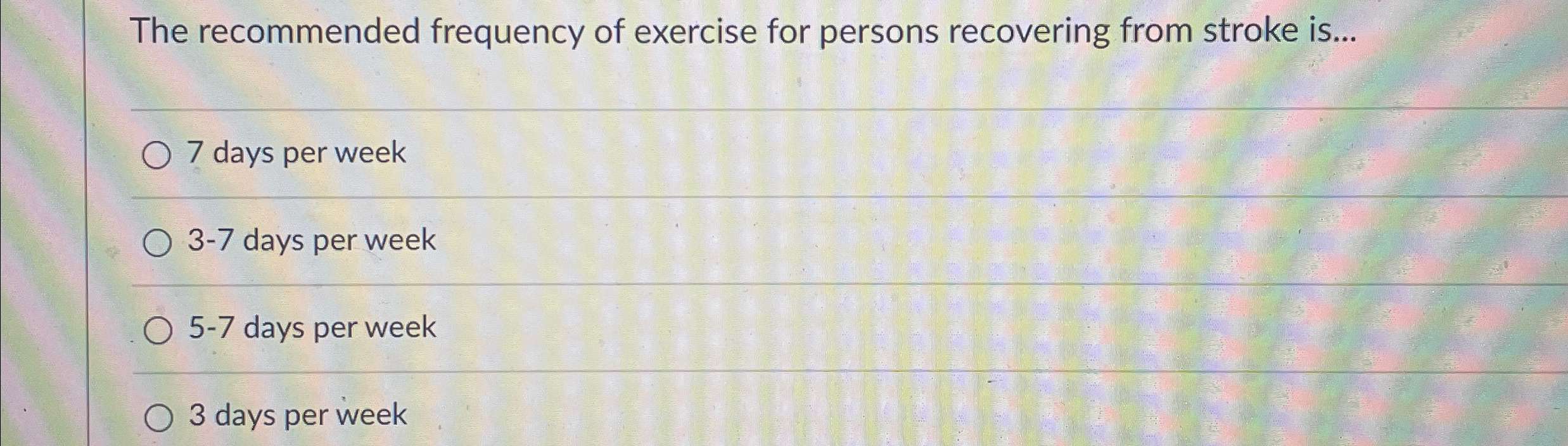 Solved The recommended frequency of exercise for persons | Chegg.com