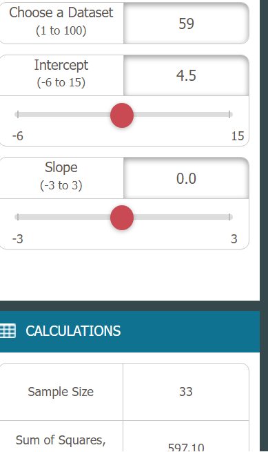 [Solved]: Choose a Dataset (1 to 100) 59 Intercept (-6 to