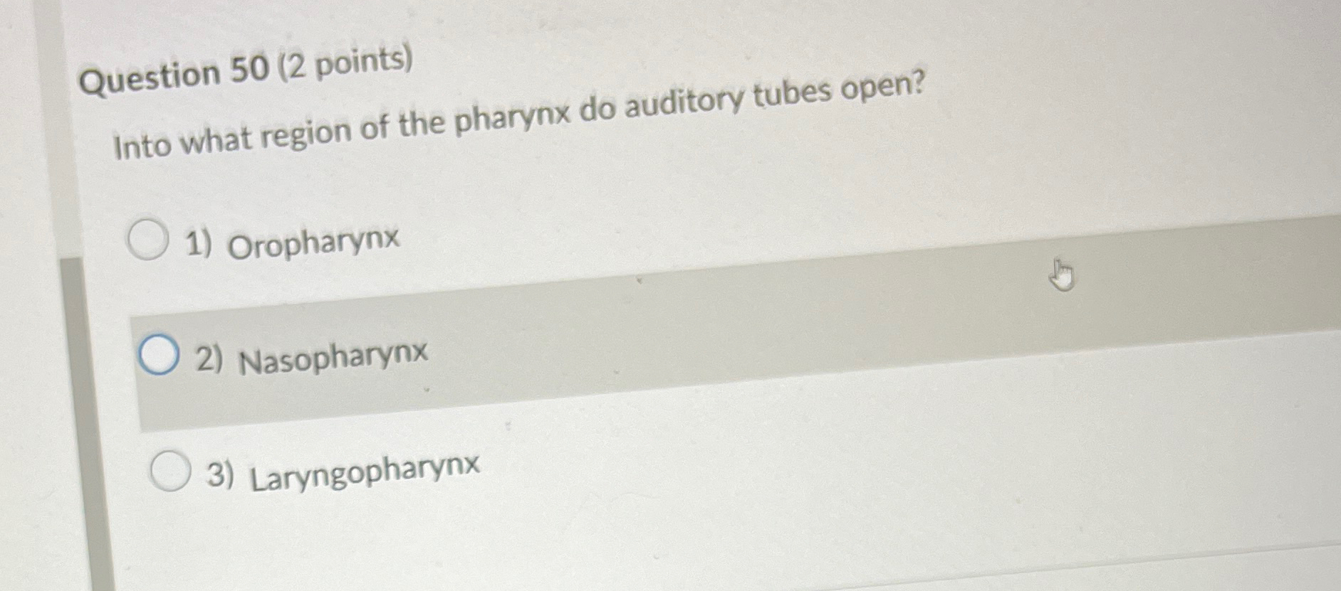 Solved Question 50 (2 ﻿points)Into what region of the | Chegg.com