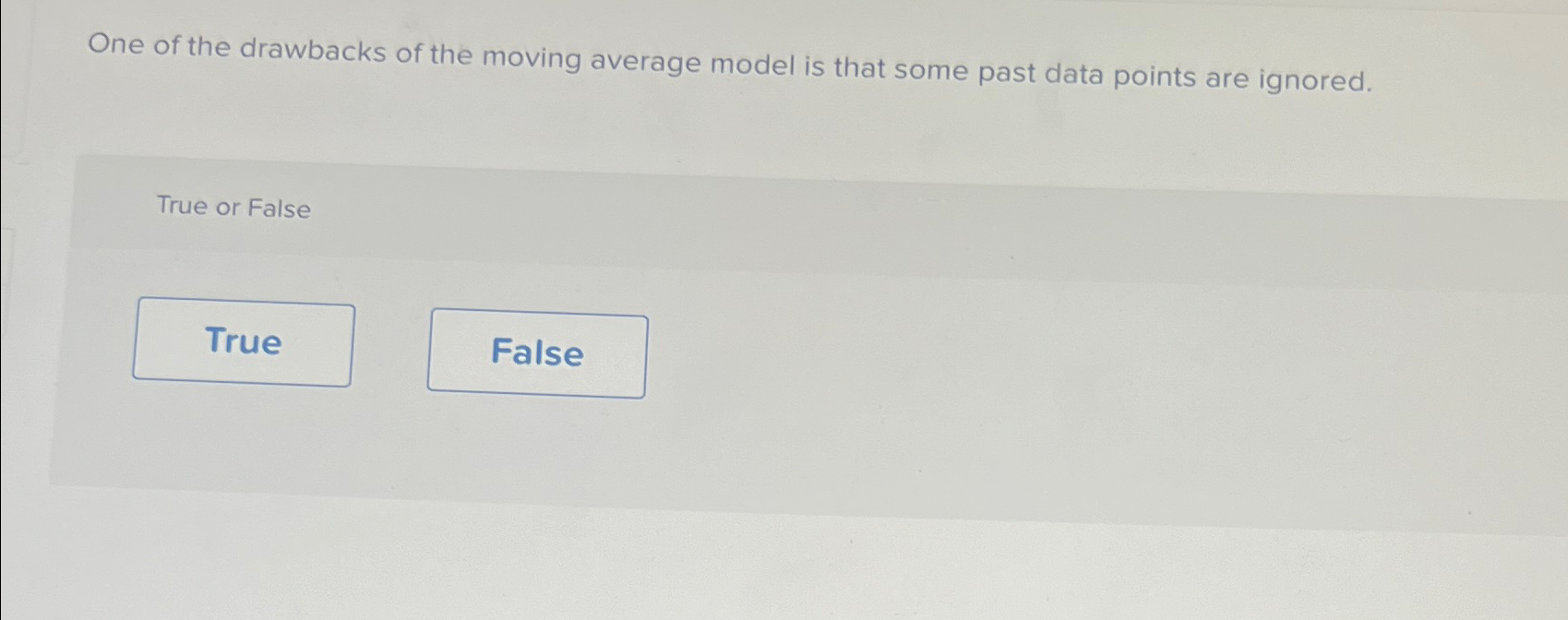 Solved One of the drawbacks of the moving average model is | Chegg.com