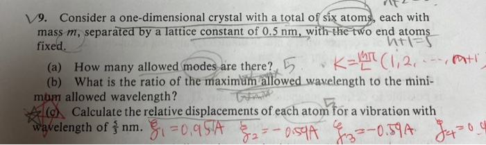 Solved Consider a one-dimensional crystal with a total of | Chegg.com