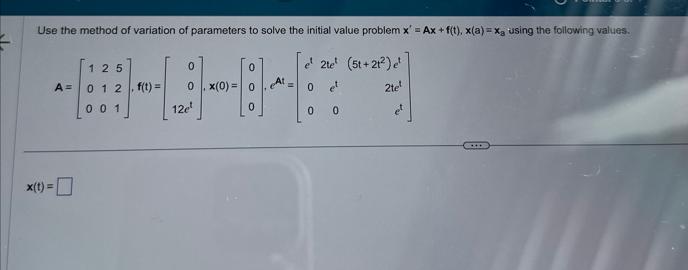 Solved Use the method of variation of parameters to solve | Chegg.com