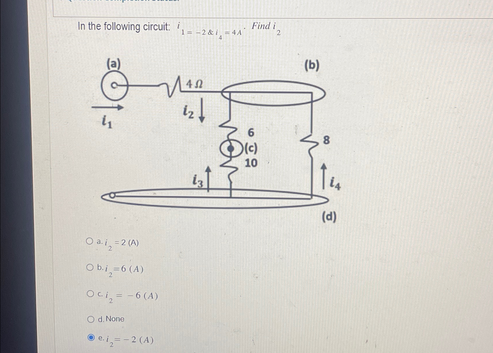Solved In the following circuit: i1=-2&i4=4A. ﻿Find | Chegg.com