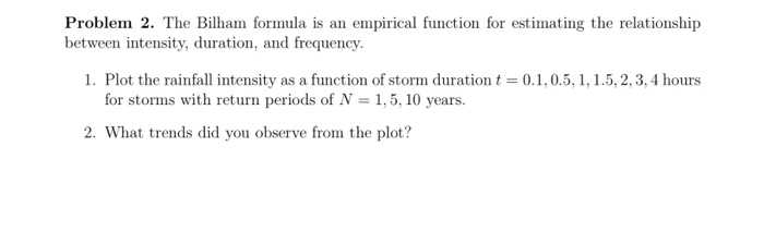 Solved Problem 2. The Bilham formula is an empirical | Chegg.com