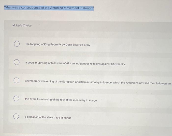 What was a consequence of the Antonian movement in | Chegg.com