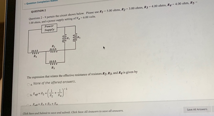 Solved Question Completion Sta QUESTION 2 Questions 2 - 9 | Chegg.com