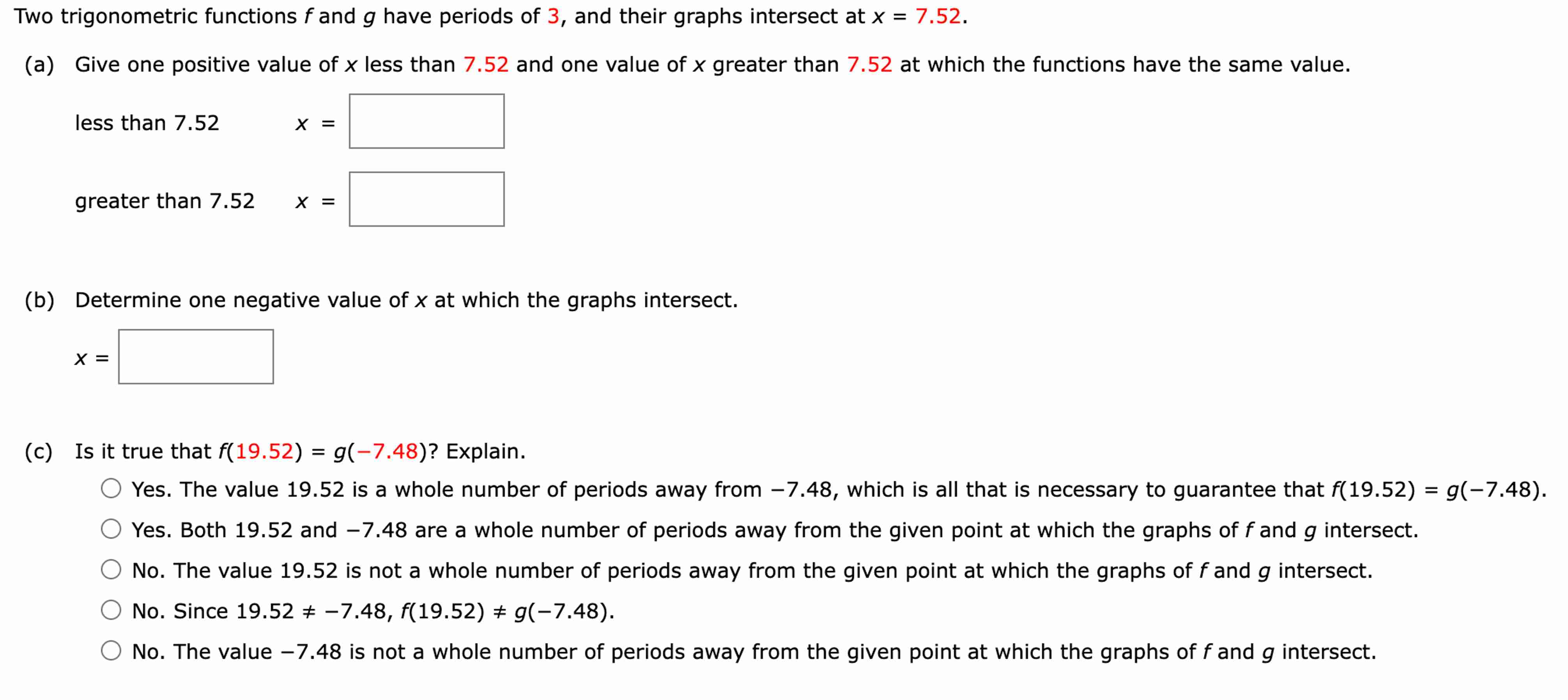 Solved Two trigonometric functions f ﻿and g ﻿have periods of | Chegg.com