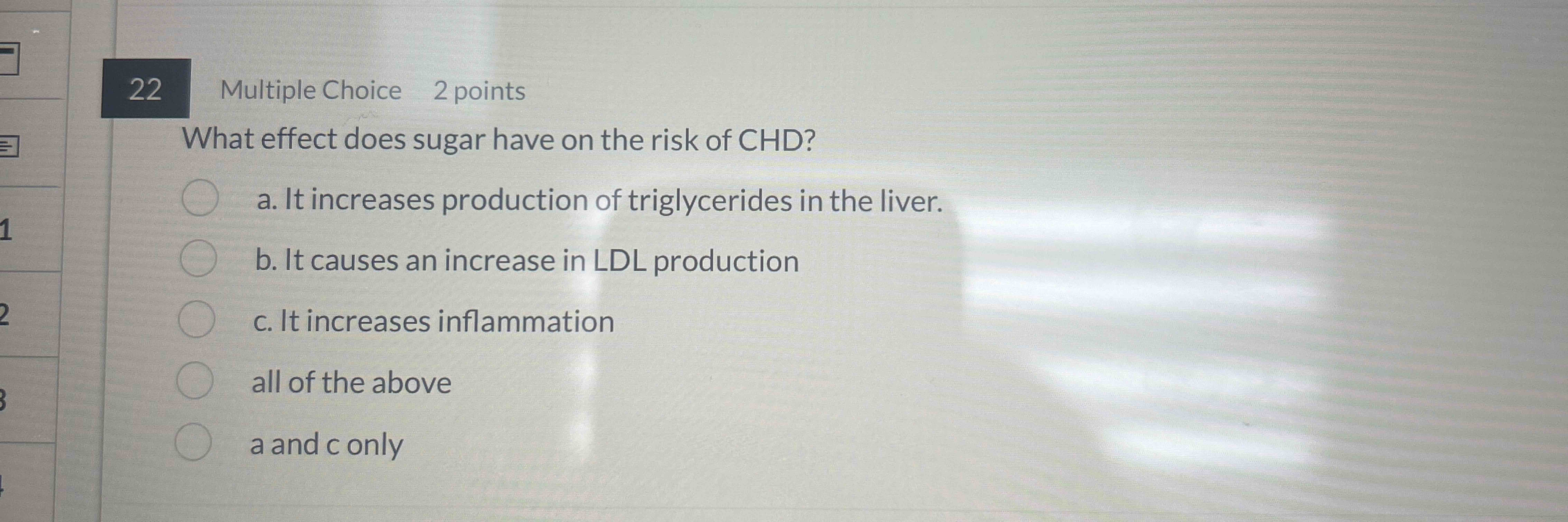 Solved What effect does sugar have on the risk of CHD?a. ﻿It | Chegg.com