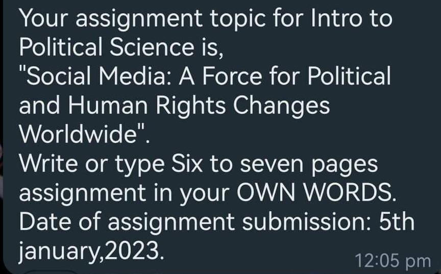 Your assignment topic for Intro to Political Science | Chegg.com