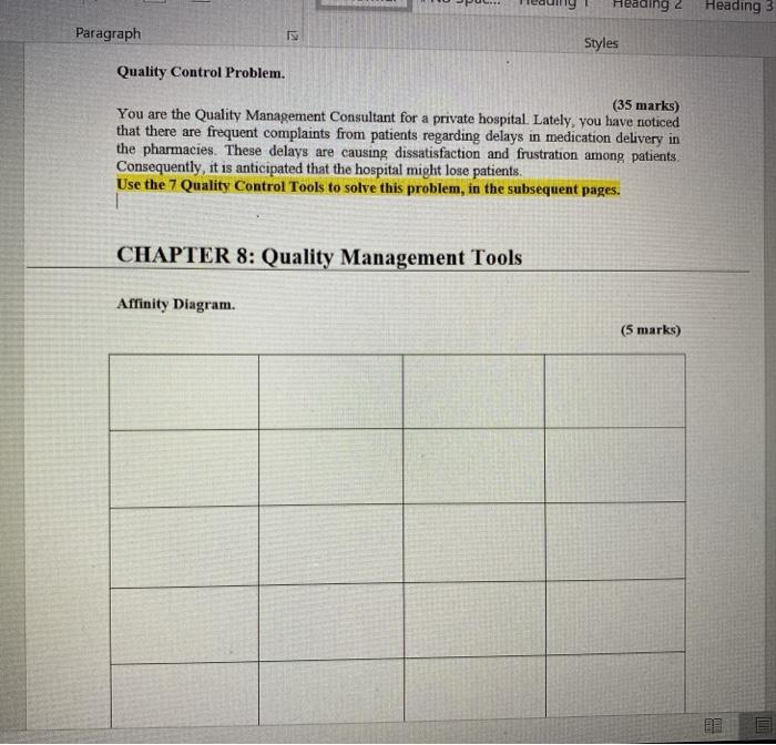 Solved Heading 2 Heading 3 Paragraph Styles Quality Control | Chegg.com
