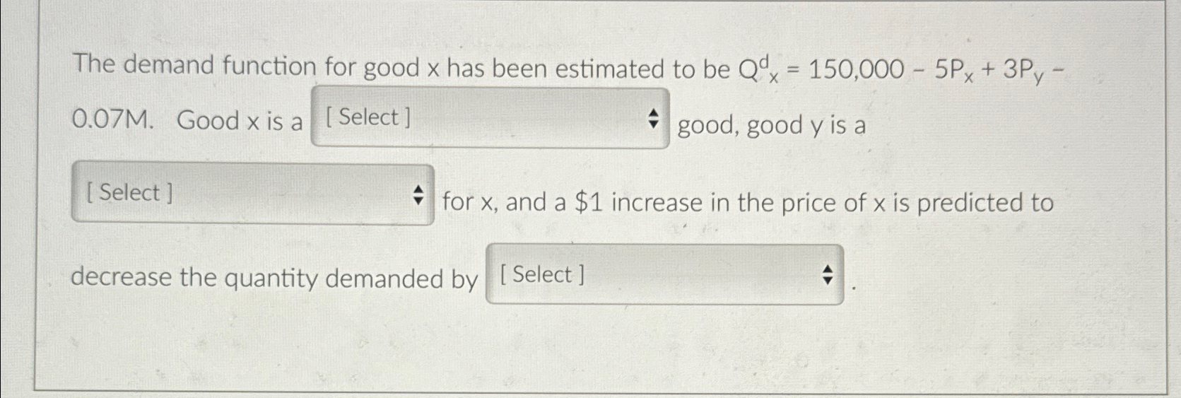 Solved The demand function for good x ﻿has been estimated to | Chegg.com