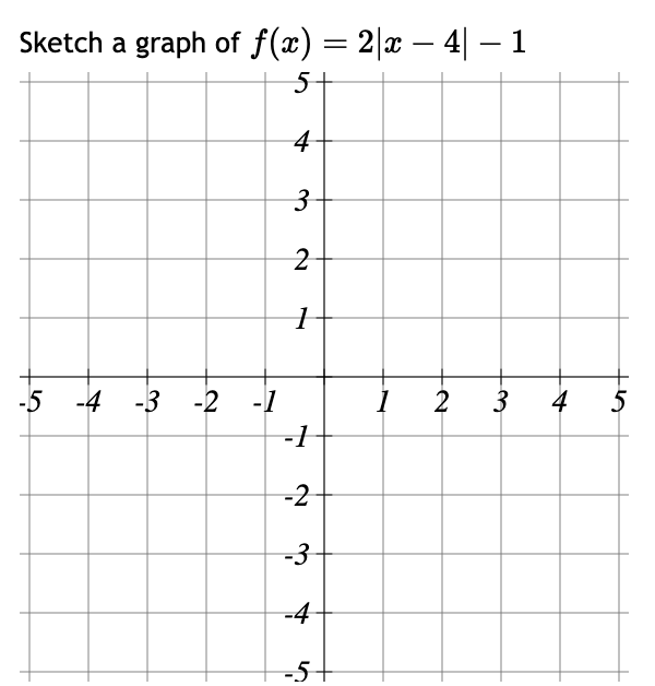 Solved Sketch a graph of f(x)=2|x-4|-1 | Chegg.com