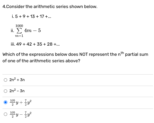 Solved 4.Consider the arithmetic series shown | Chegg.com