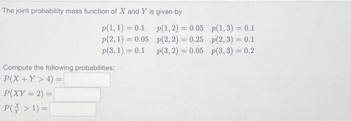 Solved The joint probability mass function of X and Y is | Chegg.com