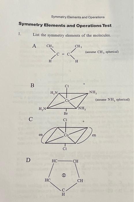 Solved To Symmetry Elements and Operations Symmetry Elements | Chegg.com