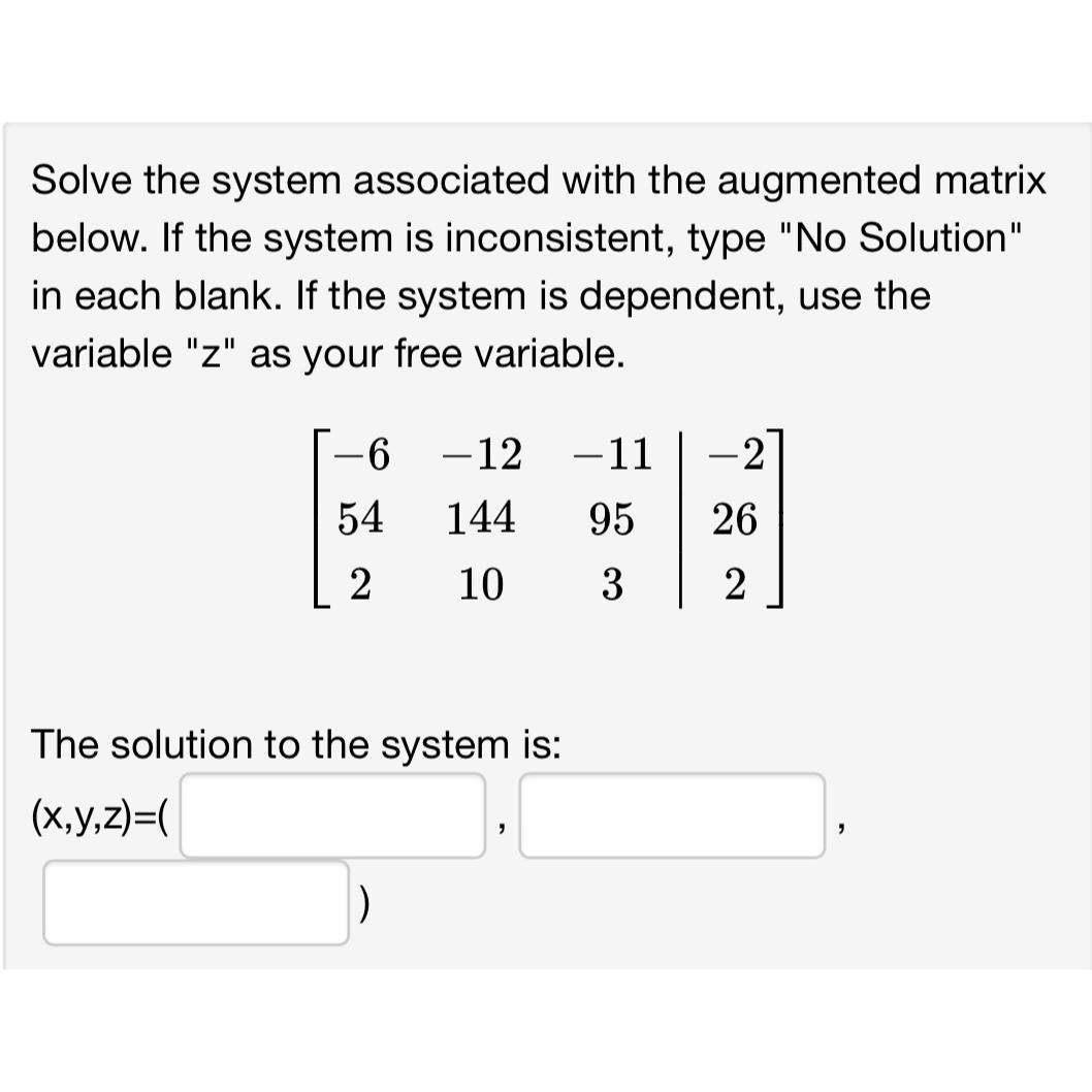Solved Solve the system associated with the augmented matrix | Chegg.com