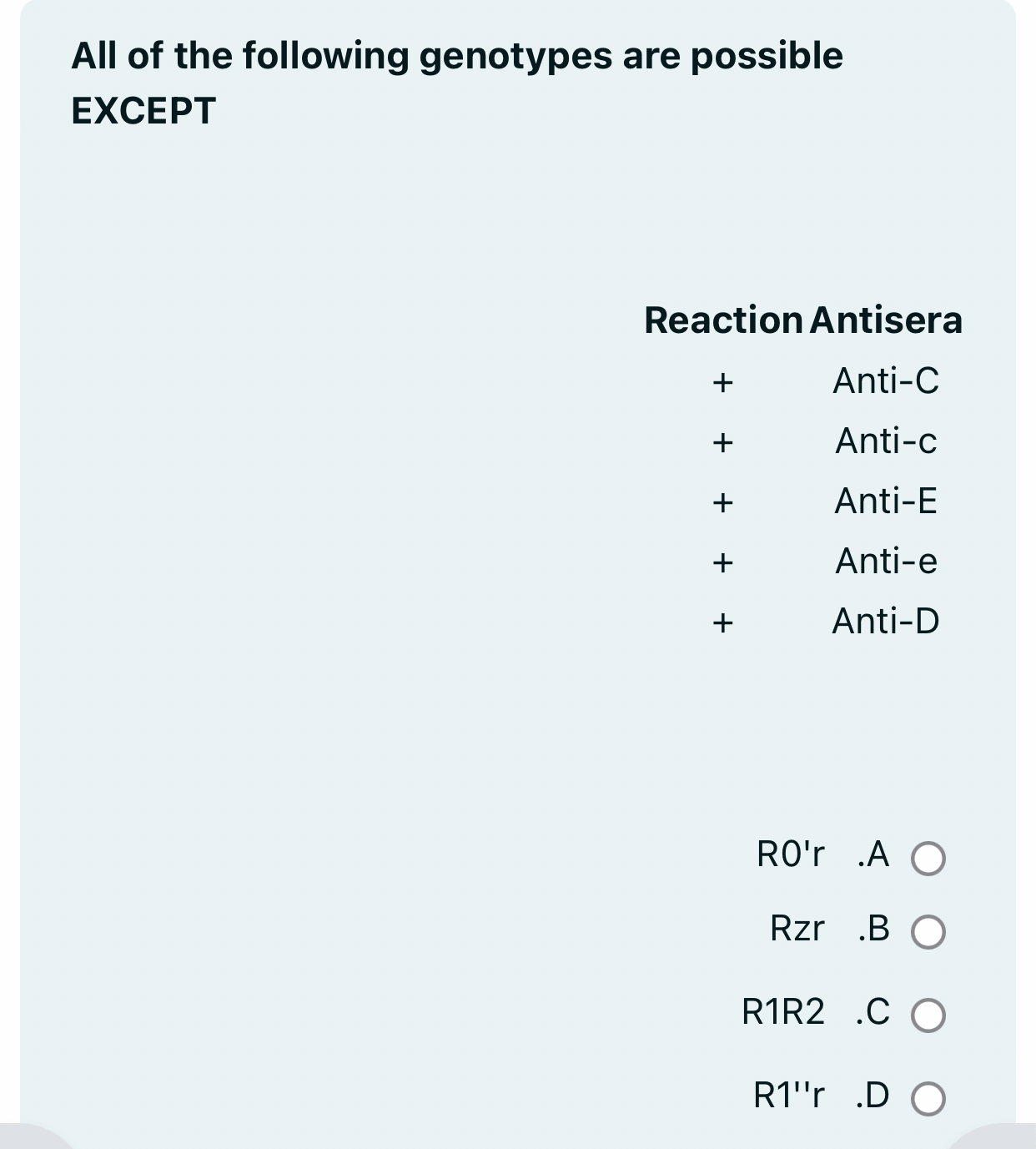 Solved All of the following genotypes are possible | Chegg.com
