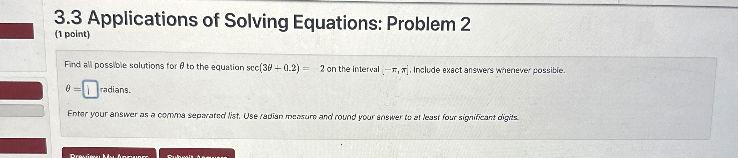 Solved Find all possible solutions for θ ﻿to the equation | Chegg.com
