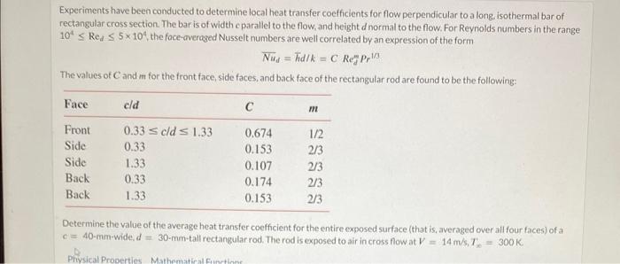 Solved Experiments have been conducted to determine local | Chegg.com