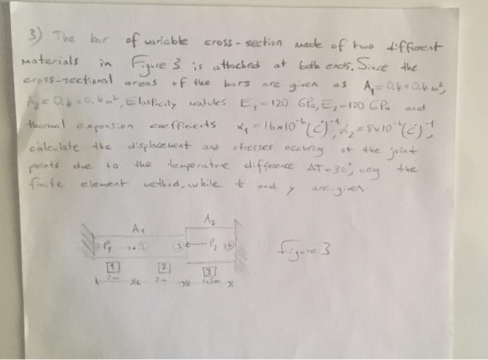 Solved in 3) The bar of variable cross-section made of two | Chegg.com