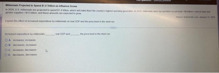 Solved Millennials Projected to Spend $1.4 Trillion as | Chegg.com