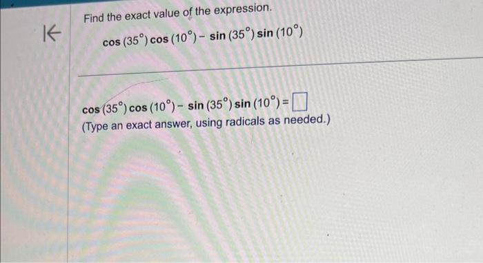Solved Find the exact value of the expression. | Chegg.com