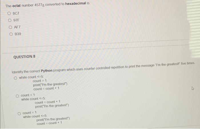 Solved QUESTION 5 How many bits are required to represent | Chegg.com