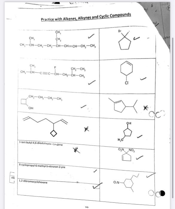 Solved Practice with Alkenes, Alkynes and Cyclic Compounds | Chegg.com