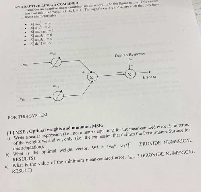 AN ADAPTIVE LINEAR COMBINER Consider an adaptive | Chegg.com