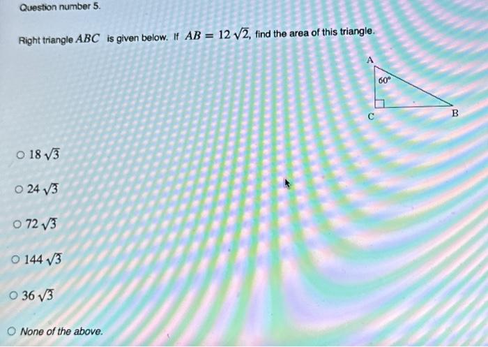 Solved Question number 5. Right triangle ABC is given below. | Chegg.com