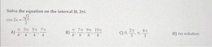Solved Find all solutions of the equation. 2sinx−3=0 A) | Chegg.com