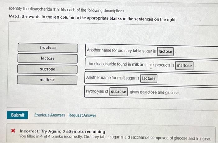 Solved Identify the disaccharide that fits each of the | Chegg.com