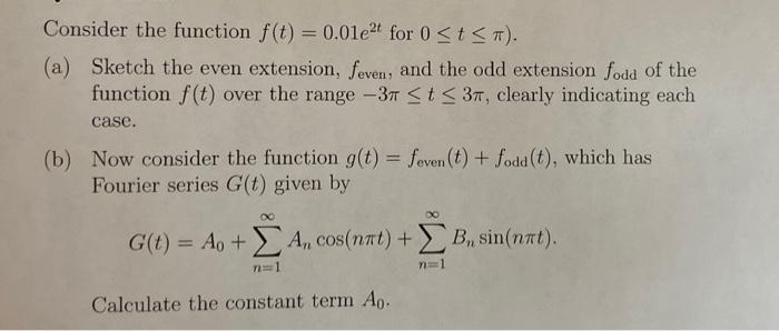 Solved Consider the function f(t) = 0.01e2t for 0 | Chegg.com
