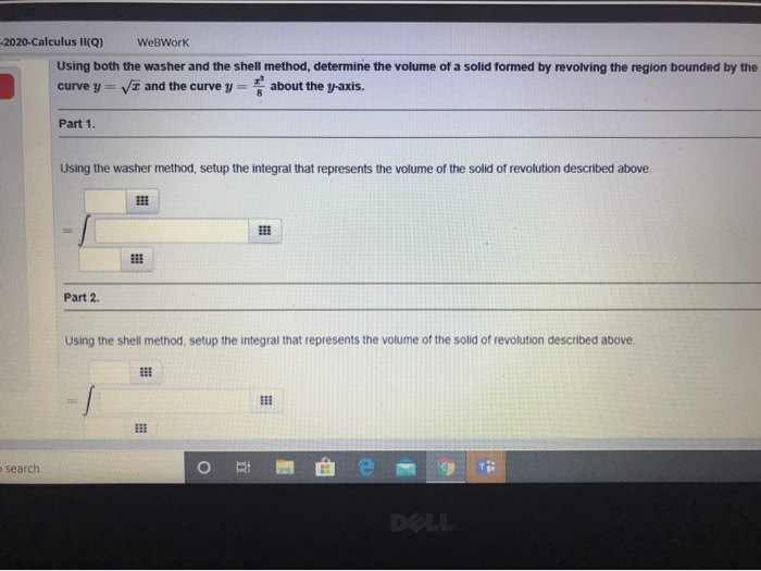 Solved --2020-Calculus 1(Q) WebWork Using both the washer | Chegg.com