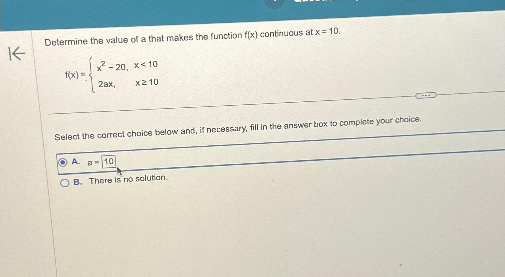 Solved Determine the value of a that makes the function f(x) | Chegg.com
