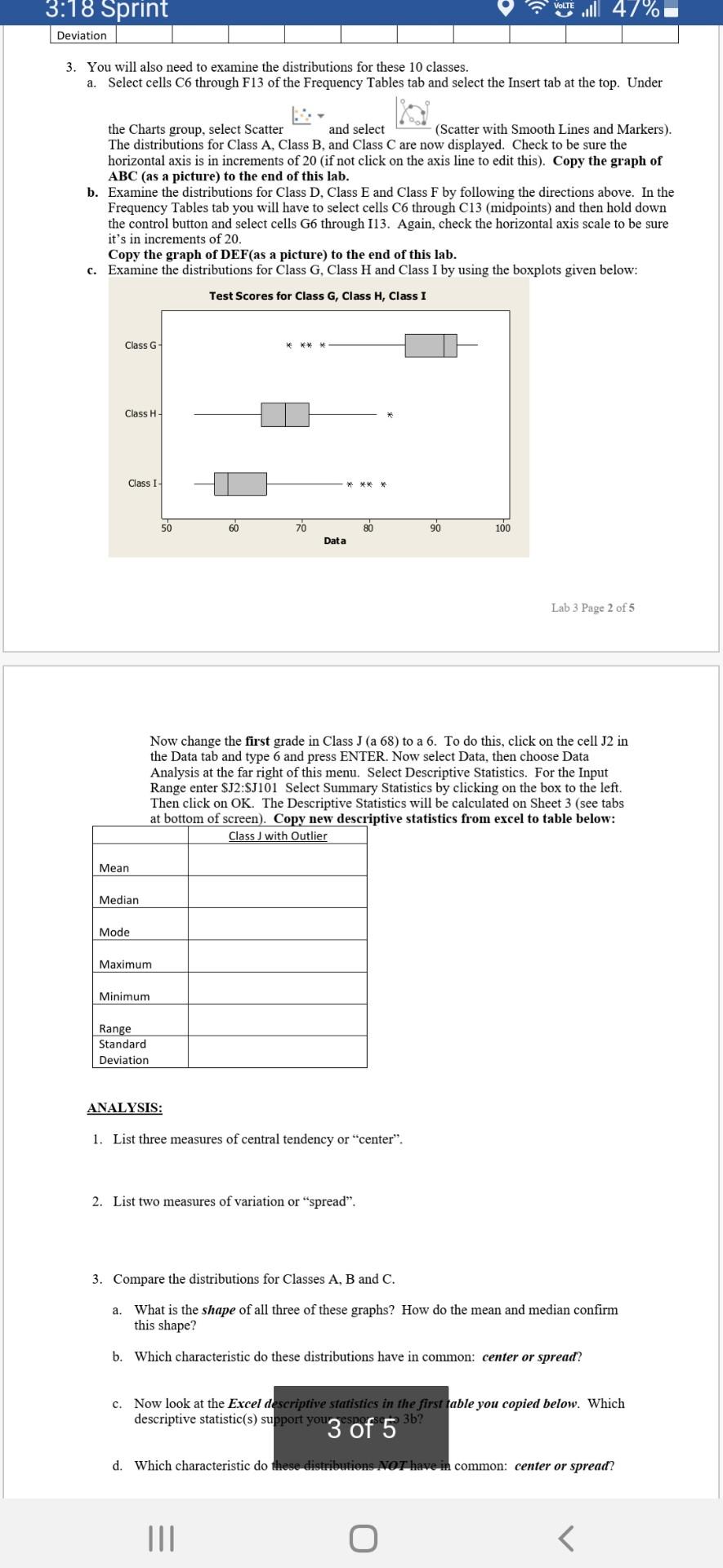 STAT 1400 Lab 3: Measures of Center, Shape, and | Chegg.com