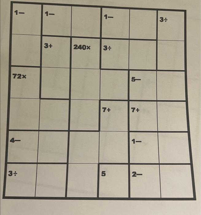 Solved Please solve this kenken. Thank you | Chegg.com