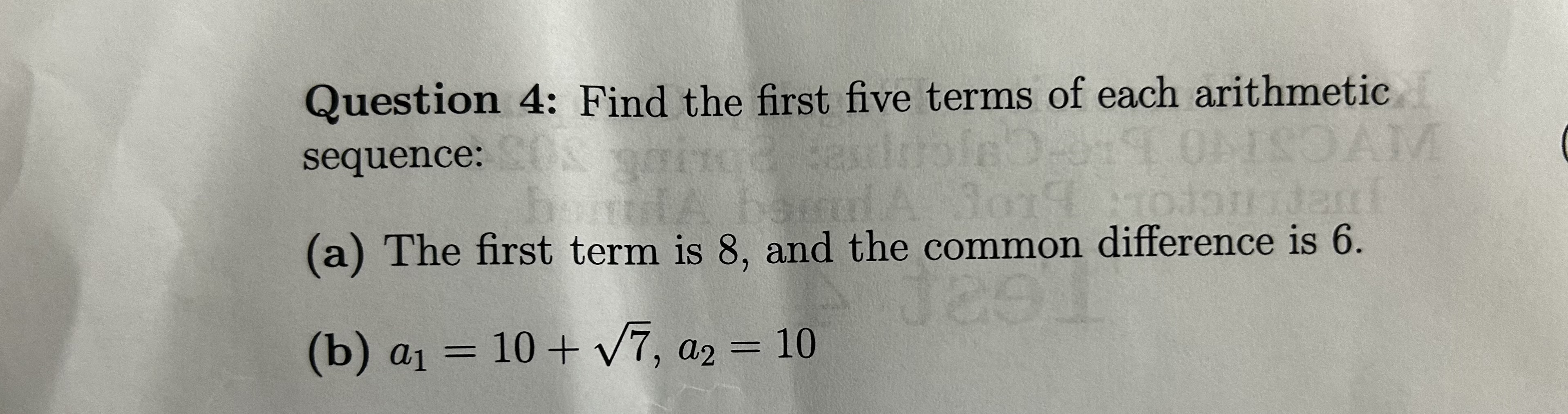 Solved Question 4: Find the first five terms of each | Chegg.com