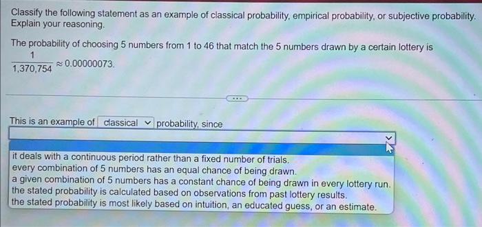 Solved Classify the following statement as an example of | Chegg.com