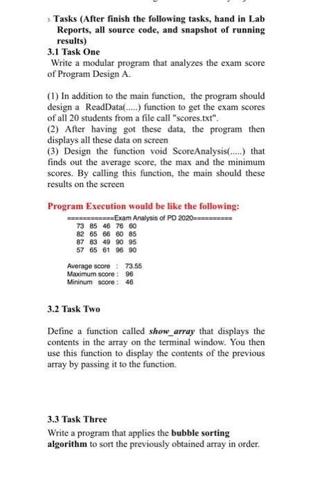 Solved 3.Tasks (After finish the following tasks, hand in | Chegg.com