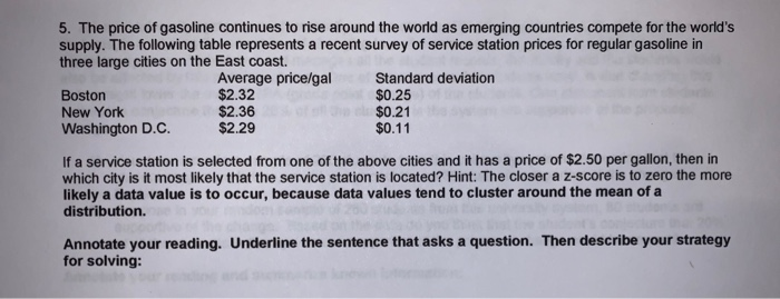 Solved 5. The price of gasoline continues to rise around the | Chegg.com