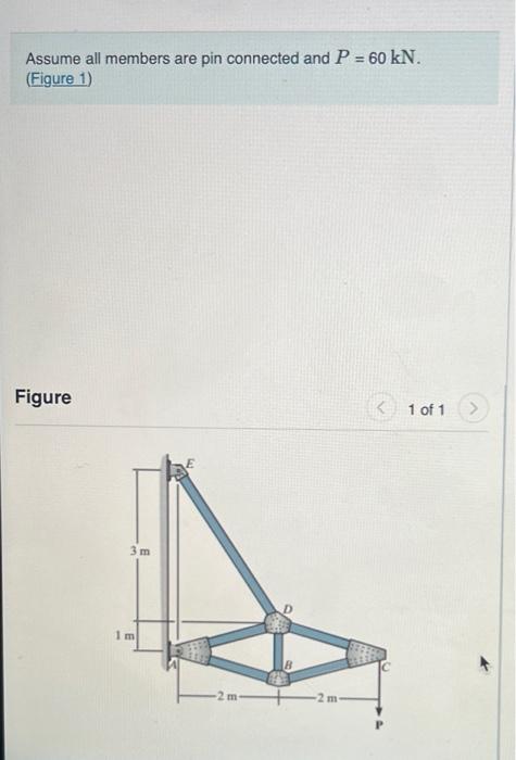 Assume all members are pin connected and P=60kN. | Chegg.com