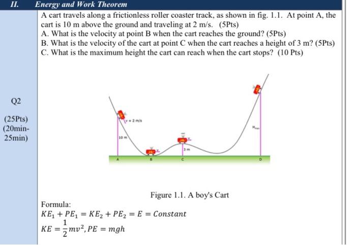 Solved II. Energy and Work Theorem A cart travels along a | Chegg.com